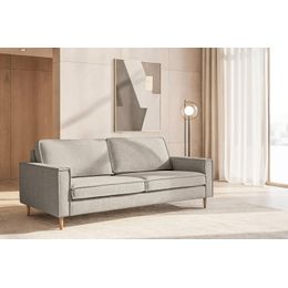 3-Sitzer Home Affaire, B:208cm H:89cm T:97cmsilber grau, 100% Polyester, Sofas, "Pinto Skandi, 206 cm, Chenille, Struktur", mit Keder, Massivholzf&uuml;&szlig;e