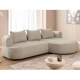 Ecksofa Home Affaire, B:257cm H:78cm T:159cmcreme, 100% Polyester, Wohnzimmer, Sofas, "LUSSAC L-Form Design-Sofa mit Zierkissen, Ma&szlig;e B/T/H: