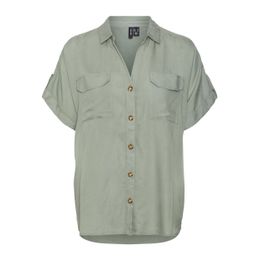 V&eacute;ro Moda VERO MODA Damen Kurzarmbluse "VMBUMPY S/S SHIRT WVN GA NOOS", gr&uuml;n, Gr. S, unifarben, Web, Obermaterial: 100% Viskose, Blusen, Viskose, regular fit