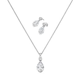 Giorgio Martello Damen Kette mit Anh&auml;nger "2-teiliges Set mit Anh&auml;nger und Ohrst. in Tropfenform, Si. 925", onesize, Silber 925 (Sterlingsilber), silber, GIORGIO
