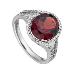 Jobo Damen Fingerring "Ring Wei&szlig;goldring Granatring", 56, VS = sehr kleine Einschl&uuml;sse, Diamanten Wei&szlig;gold 585rot, Diamanten, Wei&szlig;gold 585,
