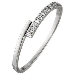 Jobo Damen Diamantring "Ring Wei&szlig;goldring schmal zart", 58, SI = kleine Einschl&uuml;sse, Diamanten Wei&szlig;gold 585, silber, Diamanten, Wei&szlig;gold 585,