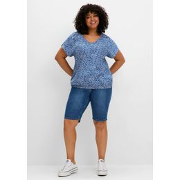 sheego Damen Jeansbermudas, blau, Gr. 46, unifarben, 99% Baumwolle, 1% Elasthan, Jeans