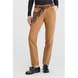 Damen Chinohose "KRISTIN"braun, Gr. 29, Le Temps Des Cerises, unifarben, 98% Baumwolle, 2% Elasthan, Hosen, mit integriertem G&uuml;rtel