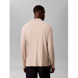 Calvin Klein Herren Langarm-Poloshirt "LS SUPIMA COTTON SOLID POLO", beige, Gr. XL, unifarben, Single Jersey, Obermaterial: 100% Baumwolle, Shirts,