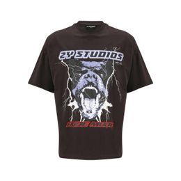 2Y STUDIOS Damen T-Shirt "2Y Studios Herren Rottweiler Oversize Tee"washed schwarz, Gr. M, bedruckt, 100% Baumwolle, Shirts