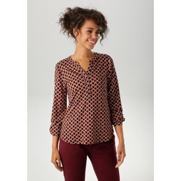 Aniston CASUAL Damen Schlupfbluse, schwarz-wei&szlig;, Gr. 40, bedruckt, gemustert, Single Jersey, Obermaterial: 95% Viskose, 5% Elasthan, Blusen, mit