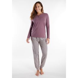 Tom Tailor Damen Schlafanzug "Sitia", Gr. 36, lila, Obermaterial: 95% Baumwolle, 5% Elasthan, Homewear-Sets, Langarm, Rundhalsausschnitt, mit