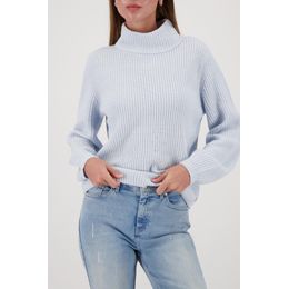 monari Damen Rollkragenpullover "Pullover Lurex + Schmuck"ice blau, Gr. 46, unifarben, Strick, Obermaterial: 56% Baumwolle, 37% Polyacryl, 7%