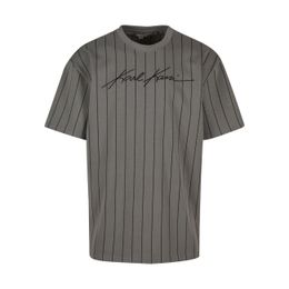 Karl Kani Herren T-Shirt "Karl Kani Autograph Pinstripe Jersey Boxy T-Shirt"grau, Gr. S, gestreift, 100% Baumwolle, Shirts