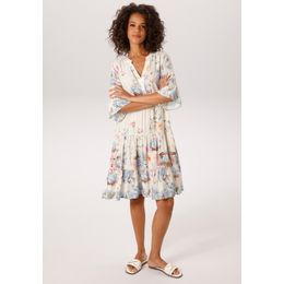 Aniston CASUAL Damen Tunikakleid, bunt, Gr. 42, bedruckt, gebl&uuml;mt, Web, Obermaterial: 100% Viskose, Kleider, mit malerischen Blumen bedruckt