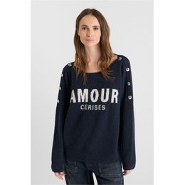 Damen Strickpullover "GALLI", blau, Gr. L, Le Temps Des Cerises, mehrfarbig, 52% Polyester, 48% Polyacryl, Pullover, mit Knopf-Elementen und