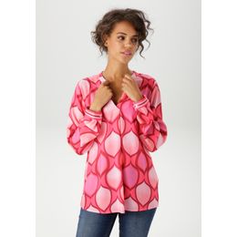 Aniston CASUAL Damen Schlupfbluse, rot, Gr. 40, bedruckt, gemustert, Web, Obermaterial: 100% Viskose, Blusen, mit farbharmonischem, grafischen Druck