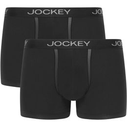 Jockey Herren Trunk "Chafe Proof Pouch", Gr. M, schwarz, Microfaser, Obermaterial: 94% Modal, 6% Elasthan, unifarben, Unterhosen, mittlere Bundh&ouml;he,