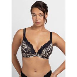 B&uuml;gel-BH Dorina "Origins Print", Damen, Gr. 95, Cup C, schwarz, Spitze, Obermaterial: 62% Polyamid, 21% Elasthan, 17% Polyester, bedruckt, BHs B&uuml;gel-BH, Leo-Muster, Spitze, Doppeltr&auml;ger