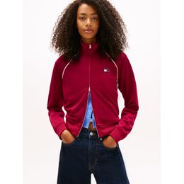 Tommy Jeans Damen Yoga-Sweatjacke "TJW BADGE TRACK JACKET EXT"lavish cerise, Gr. L, unifarben mit Farbeinsatz, Sweatware, Obermaterial: 89%