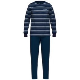 Tom Tailor Herren Schlafanzug "Rhodos", Gr. 50, blau, Obermaterial: 100% Baumwolle, gestreift, Homewear-Sets, Langarm, Rundhalsausschnitt, gestreift,