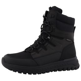 Romika Herren Winterboots, Gr. 43, schwarz, Lederimitat, Textil, unifarben, Schuhe, Keilabsatz, Schn&uuml;rboots, Outdoorschuh mit Innenrei&szlig;verschluss