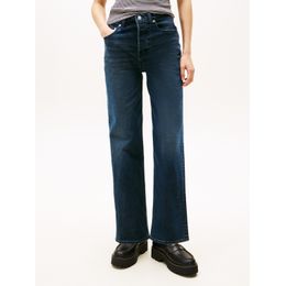 Tommy Jeans Damen Straight-Jeans "LAYLA HR SLIM STR", blau, Gr. 32, unifarben, Denim/Jeans, Obermaterial: 99% Baumwolle, 1% Elasthan, Jeans, in