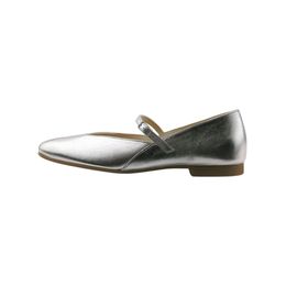 Paul Green Damen Riemchenballerina "Paul Green Ballerinas Leder", Gr. 37, silber, Leder, Schuhe