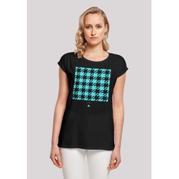 F4NT4STIC Damen T-Shirt "Hahnentritt Karo blau", schwarz, Gr. M, Obermaterial: 100% Baumwolle, Shirts, Print
