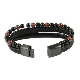 Adelia&acute;s ADELIA ́S Herren Edelstahlarmband "Herren Armband aus Edelstahl mit Onyx", 19, Edelstahl, schwarz, Edelstahl, Armb&auml;nder