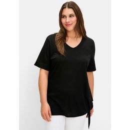 sheego Damen T-Shirt "T-Shirt", schwarz, Gr. 40, unifarben, 50% Baumwolle, 50% Modal, Shirts