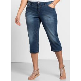 sheego Damen 5-Pocket-Jeans, blau, Gr. 58, unifarben, 98% Baumwolle, 2% Elasthan, Jeans