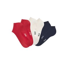H.I.S. H.I.S Damen Sneakersocken, Gr. 352x rot, 2x marine, 2x ecru, Baumwollmischung, unifarben, Socken, mit Maritimen Design
