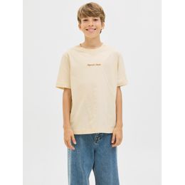 Jack & Jones Jungen T-Shirt "JORNORREBRO EMB TEE SS CN NOOS JNR", wei&szlig;, Gr. 164, JACK & JONES JUNIOR, bedruckt, Single Jersey, Obermaterial: 100% Baumwolle,