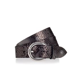Tamaris Damen Lederg&uuml;rtel ""Deena Silver"", grau, Gr. 80, Rindsleder, G&uuml;rtel, Schlangenmuster-Optik