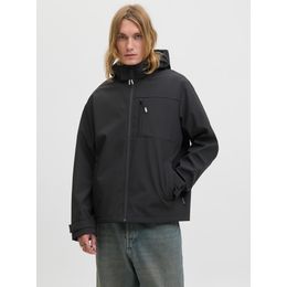 Jack & Jones Softshelljacke JACK & JONES "JJTHATCHER SOFTSHELL HOOD", Herren, Gr. XS, schwarz, Web, Obermaterial: 100% Polyester, unifarben, regular fit normal, Jacken Softshelljacke