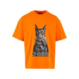 2Y STUDIOS Damen T-Shirt "2Y Studios Herren Doberman Oversize Tee"orange, Gr. M, bedruckt, 100% Baumwolle, Shirts