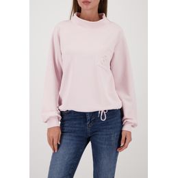 Sweatshirt monari "Sweatshirt Basic Schmuckdetail", Damen, Gr. 40, light rose, Sweatware, Obermaterial: 52% Modal, 42% Polyester, 6% Elasthan, unifarben, regular fit taillenbedeckt, Rundhals, eingesetzt angesetztes B&uuml;ndchen, Sweatshirts Sweatshirt, Regular fit mit Stehkragen