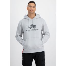 Herren Kapuzensweatshirt "Basic Hoody", grau, Gr. S, Alpha Industries, bedruckt, angeraute Sweatware, Obermaterial: 100% Baumwolle, Sweatshirts,
