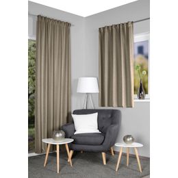Vorhang Home Wohnideen, B:135cm H:145cm, beige, Polyester, K&uuml;che, Gardinen, "ESKAMIO", Thermo, Blickdicht, Leinenstruktur, &Uuml;berbreite