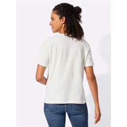 Inspirationen Damen Rundhalsshirt "Kurzarm-Shirt", wei&szlig;, Gr. 44, bedruckt, gemustert, mehrfarbig, unifarben, 100% Baumwolle, Shirts