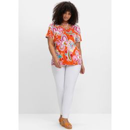 Damen T-Shirt "T-Shirt", orange, Gr. 56, sheego by Joe Browns, gemustert, 95% Viskose, 5% Elasthan, Shirts