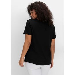 Damen T-Shirt "T-Shirt", schwarz, Gr. 52, sheego by Joe Browns, unifarben, 95% Viskose, 5% Elasthan, Shirts