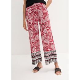 bonprix Damen Palazzohose, rot, Gr. 36, bedruckt, gemustert, Web, Obermaterial: 95% Viskose, 5% Elasthan, Hosen, mit Allover-Print und Gummizug