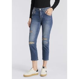 Herrlicher Damen 5-Pocket-Jeans "Breezy Cropped Denim"iconic destroy, Gr. 31, Destroyed-Effekte, Denim/Jeans, Obermaterial: 99% Baumwolle, 1%
