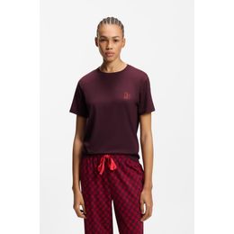 HUGO UNDERWEAR Damen Pyjamaoberteil, Gr. Sschwarz lila 506, Jersey, Obermaterial: 60% Modal, 32% Baumwolle, 8% Elasthan, Shirts, aus Stretch-Jersey