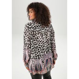 ANISTON PLUS Damen Hemdbluse, schwarz-wei&szlig;, Gr. 48, Antik-Look, Paisley, gemustert, Chiffon, Obermaterial: 100% Polyester, Blusen, in faszinierende