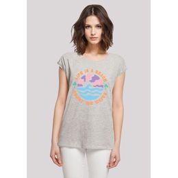 F4NT4STIC Damen T-Shirt "Life Is A Beach Enjoy The Waves", grau, Gr. XL, Obermaterial: 100% Baumwolle, Shirts, Premium Qualit&auml;t