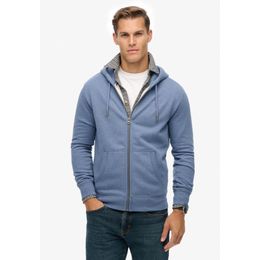 Superdry Herren Kapuzensweatjacke "ESSENTIAL LOGO ZIP HOODIE HB", blau, Gr. XXXL, meliert, angeraute Sweatware, Obermaterial: 60% Baumwolle, 40%