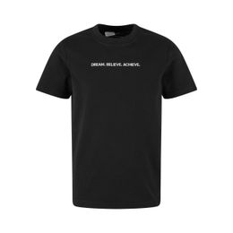 MisterTee Jungen T-Shirt "MisterTee Dream. Believe. Achieve. EMB Tee", schwarz, Gr. 134, bedruckt, 100% Baumwolle, Shirts