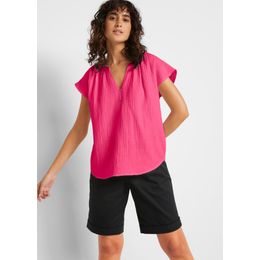 bonprix Damen Shirtbluse "Musselin-Blusentop aus reiner Baumwolle", rosa, Gr. 38, unifarben, Web, Obermaterial: 100% Baumwolle, Blusen, mit