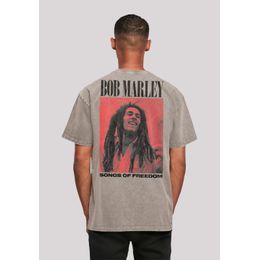 F4NT4STIC Damen T-Shirt "Bob Marley Songs Of Freedom Reggae Music", grau, Gr. XS, Obermaterial: 100% Baumwolle, Shirts, Premium Qualit&auml;t