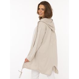 Zwillingsherz Damen Jerseymantel ""Positive Mind"", beige, Gr. S, bestickt, unifarben, Jersey, Obermaterial: 70% Baumwolle, 30% Polyester, M&auml;ntel,