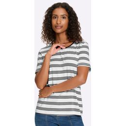 Heine Damen T-Shirt "Shirt"schwarz, ecru, gestreift, Gr. 34, bedruckt, gemustert, gestreift, mehrfarbig, 95% Viskose, 5% Elasthan, Shirts